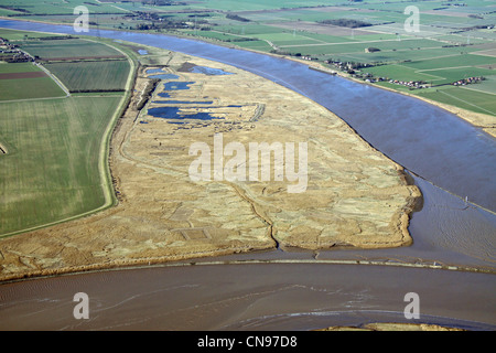 aerial view of RSPB Blacktoft Sands Nature reserve at Trent Falls where ...