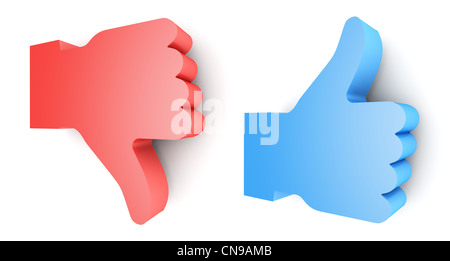 "Like" and "Unlike" buttons 3d render on white background Stock Photo ...