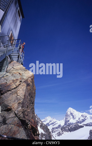 Switzerland, Valais, Bertol hut (3311 m) whose access is a 1000 meter ...