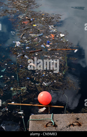 Plastic trash and other garbage on urban beach in Sumatra, Indonesia ...
