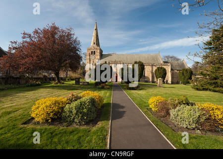 Church of St Lawrence, Warkworth, in Northumberland, England Stock ...