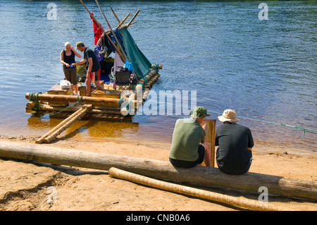 Building a timber raft on Klaralven. Varmland, Sweden Stock Photo - Alamy