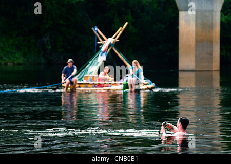 Building a timber raft on Klaralven. Varmland, Sweden Stock Photo - Alamy