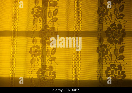 Backlit lace curtain illuminated by the setting sun Stock Photo - Alamy