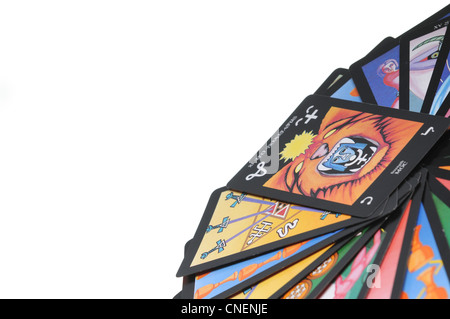 Fanned out deck of tarot cards on white background Stock Photo - Alamy