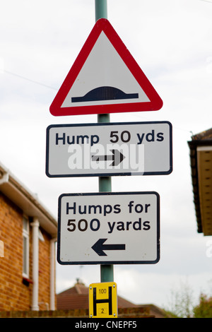 Sign warning of traffic calming measures Stock Photo - Alamy