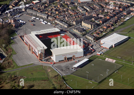 aerial view of Barnsley FC football ground Oakwell Stadium, South ...