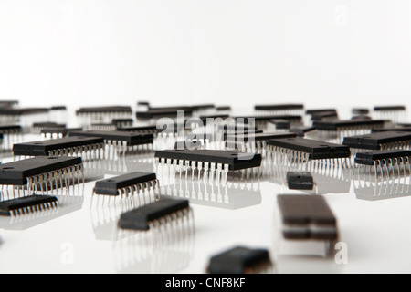 many computer chips on a white background Stock Photo - Alamy