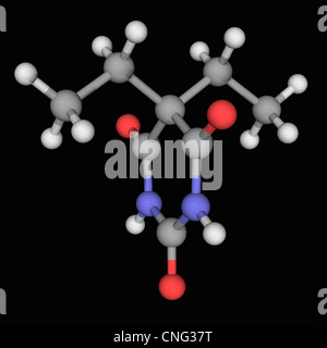 Barbital. Molecular model of the barbiturate drug barbital Stock Photo ...