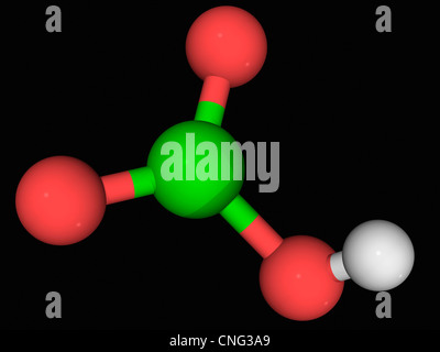 Chloric acid. Molecular model of the strong acid and oxidizing agent ...