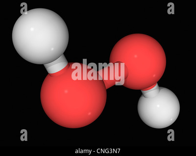 Hydrogen peroxide. Molecular model of the oxidizing agent hydrogen ...
