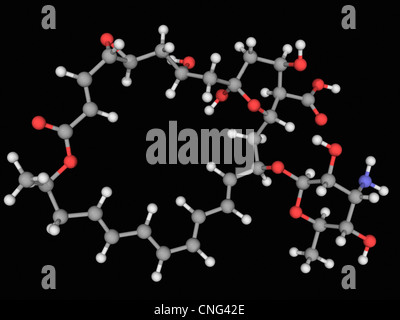 Natamycin. Molecular model of the chemical natamycin (C33.H47.N.O13 ...
