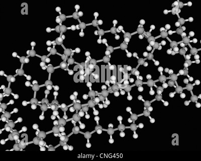 Polyethylene. Molecular model of the thermoplastic polymer polyethylene ...