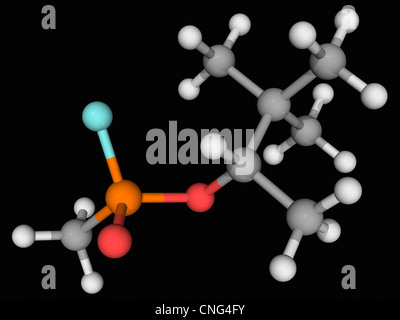 Soman nerve agent, molecular model. Soman is a chemical weapon ...