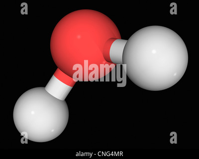 H2O. Water molecule model, chemical formula, ball-and-stick model ...