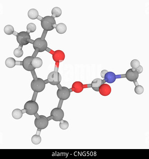 Carbofuran. Molecular model of the carbamate pesticide carbofuran (C12 ...