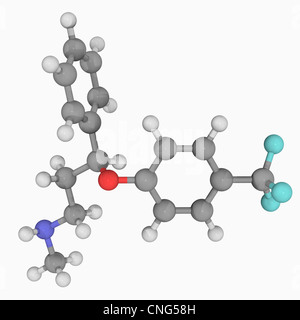 Fluoxetine. Molecular model of the antidepressant drug fluoxetine (C17 ...