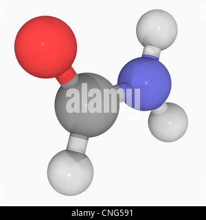 Formamide. Molecular model of the amide formamide (C.H3.N.O), also ...