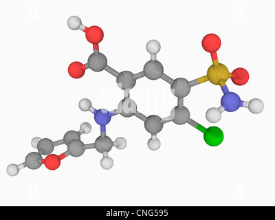 Furosemide diuretic drug, chemical structure. Medically used to treat ...