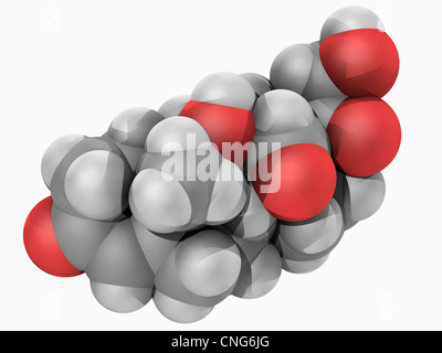 Aldosterone. Molecular model of the steroid hormone aldosterone (C21 ...