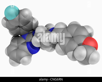 Astemizole. Molecular model of the second-generation antihistamine drug ...