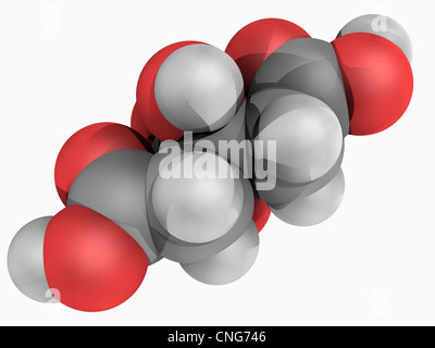 Citric acid. Molecular model of citric acid (C6.H8.O7), a weak organic ...