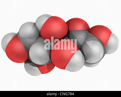 Fructose fruit sugar molecule, chemical structure. Atoms are ...