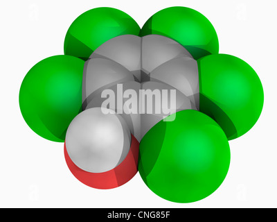 Pentachlorophenol (PCP) pesticide and disinfectant molecule. Often used ...