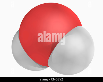 H2O. Water molecule model, chemical formula, ball-and-stick model ...