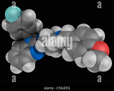 Astemizole. Molecular model of the second-generation antihistamine drug ...