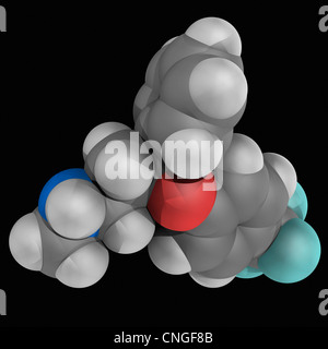 Fluoxetine. Molecular model of the antidepressant drug fluoxetine (C17 ...