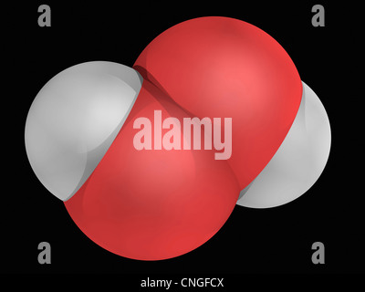 Hydrogen peroxide. Molecular model of the oxidizing agent hydrogen ...