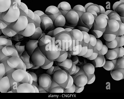 Polyethylene. Molecular model of the thermoplastic polymer polyethylene ...