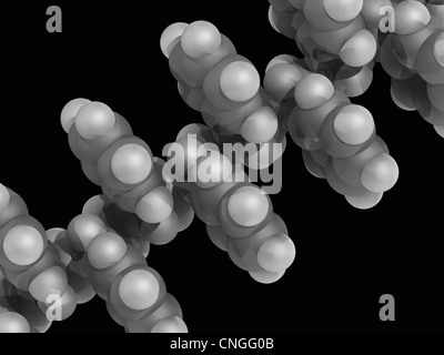 Polystyrene. Molecular model of the thermoplastic polymer polystyrene ...