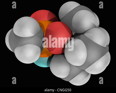 Soman nerve agent molecule (chemical weapon). Stylized skeletal formula ...