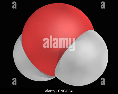 H2O. Water molecule model, chemical formula, ball-and-stick model ...