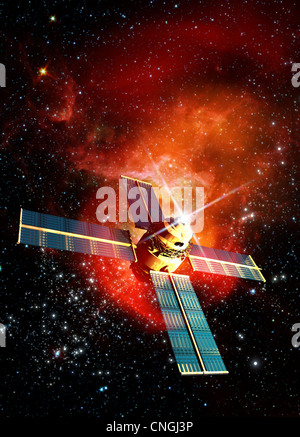 Solar flare hitting satellite artwork Stock Photo - Alamy