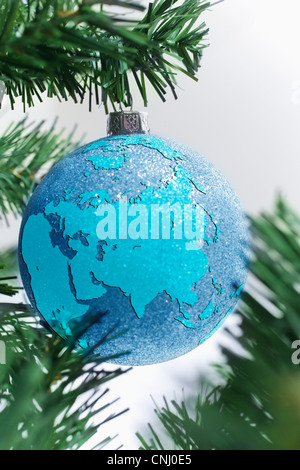 Planet Earth Globe Christmas Tree Bauble Decoration Stock Photo - Alamy