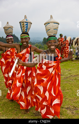 Africa. Rwanda. Young traditional Hutu dancers at the Mountain Gorilla ...