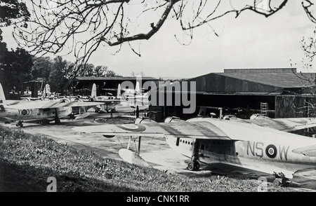 Short Sunderland RAF flying boats in formation. They are L5799, L5805 ...