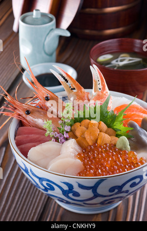 Kaisen don , seafood rice bowl Japanese food Stock Photo - Alamy