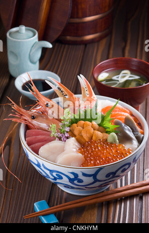 Kaisen don , seafood rice bowl Japanese food Stock Photo - Alamy