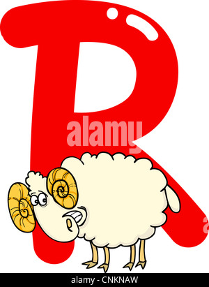 cartoon illustration of R letter for ram Stock Photo - Alamy
