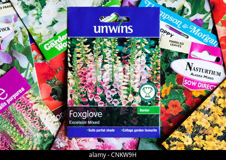 Unwins seed packet with a selection of colourful garden flower seed ...