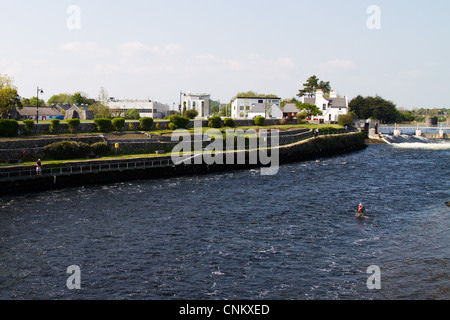 The river 'Corrib' flowing through Galway City into Galway Bay one of ...