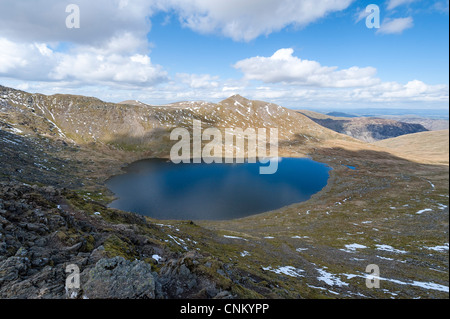 Helvellyn and Red Tarn viewed from Bleaberry Crag near Glenridding ...