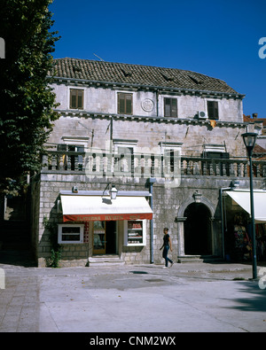Shops restaurants and cafes by the seafront Cavtat Dalamatia Croatia ...