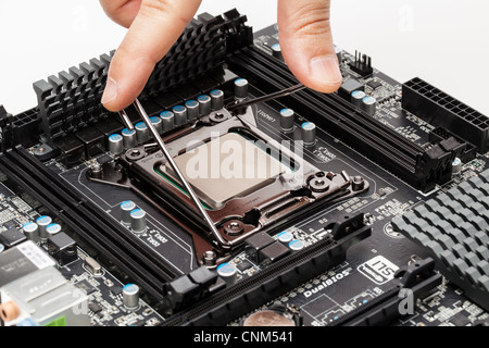 LGA 2011 Socket on a mainboard Stock Photo - Alamy