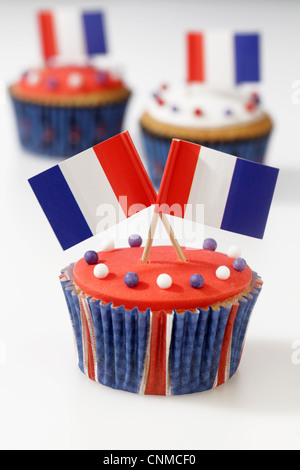 France flag or white or blue, white and red French banner on wooden ...