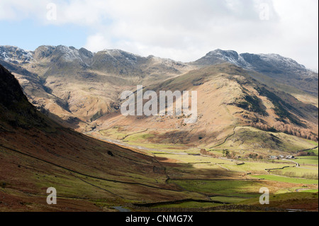 Lakeland View of Langdale Valley with Oxendale Beck, The Band and Bow ...
